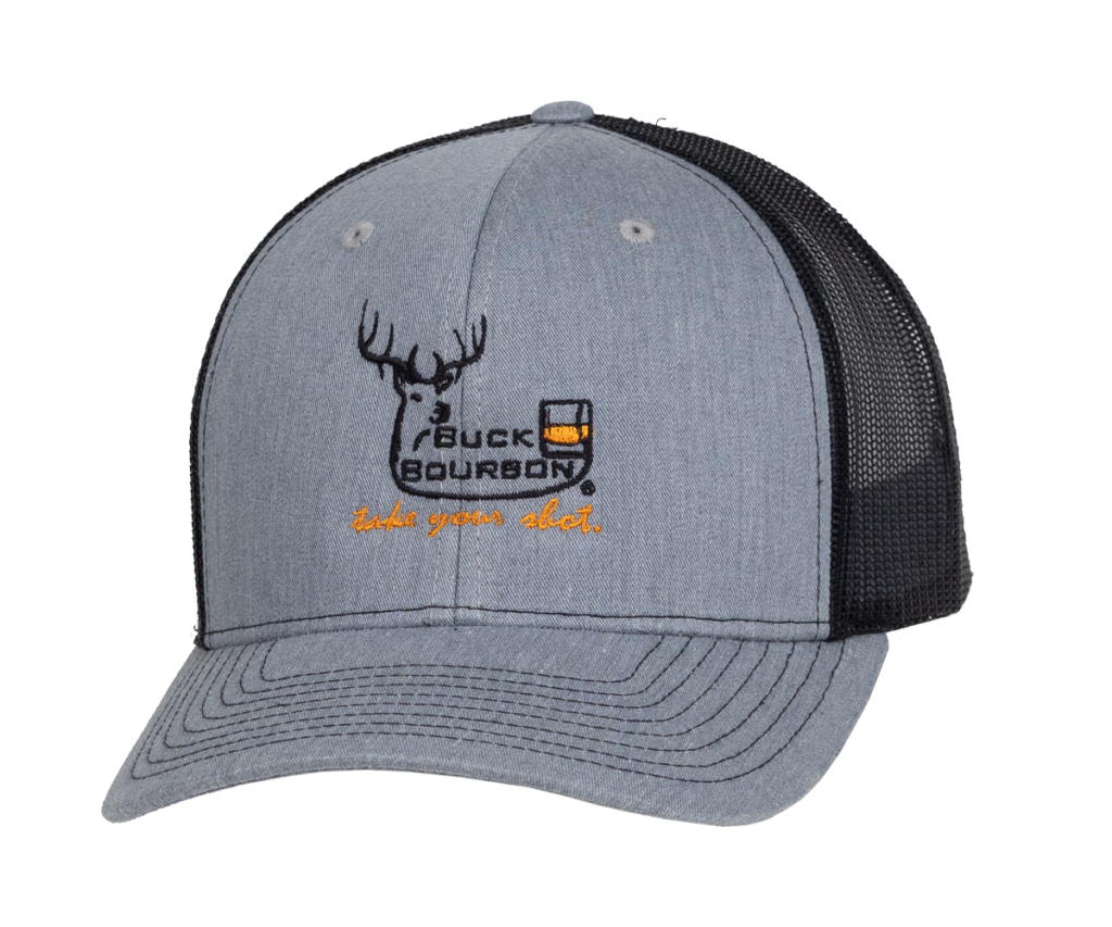 Buck Bourbon Grey/Black Logo Trucker Hat - Buck Bourbon